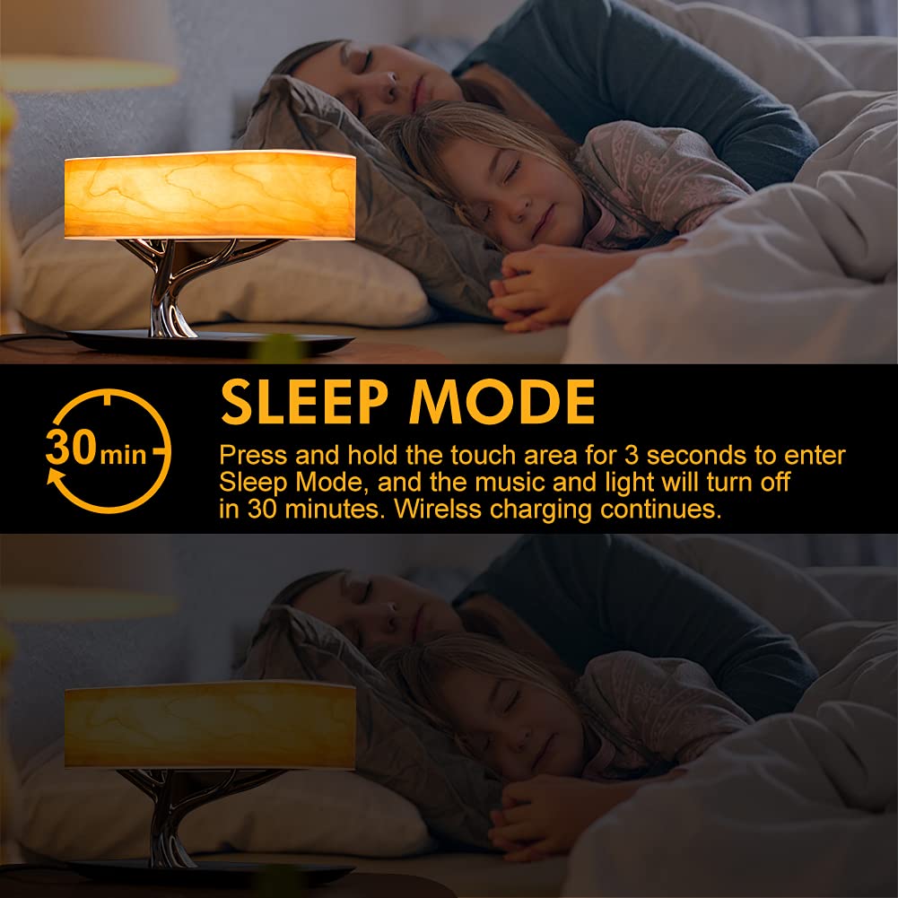 Bonsai Tree Lamp 10W Fast Wireless Charger Bedside Lamp with Wireless Charging Lamp with Bluetooth Speaker, Stepless Dimming, Touch Control