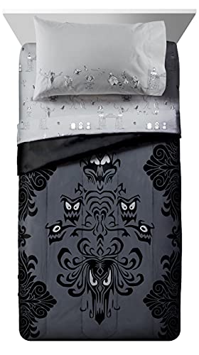 Jay Franco Disney Haunted Mansion Happy Haunts Damask 7 Piece Full Bed Set - Includes Reversible Comforter & Sheet Set - Super Soft Fade Resistant Microfiber - (Official Disney Product)