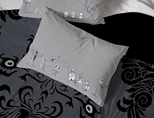 Jay Franco Disney Haunted Mansion Happy Haunts Damask 7 Piece Full Bed Set - Includes Reversible Comforter & Sheet Set - Super Soft Fade Resistant Microfiber - (Official Disney Product)