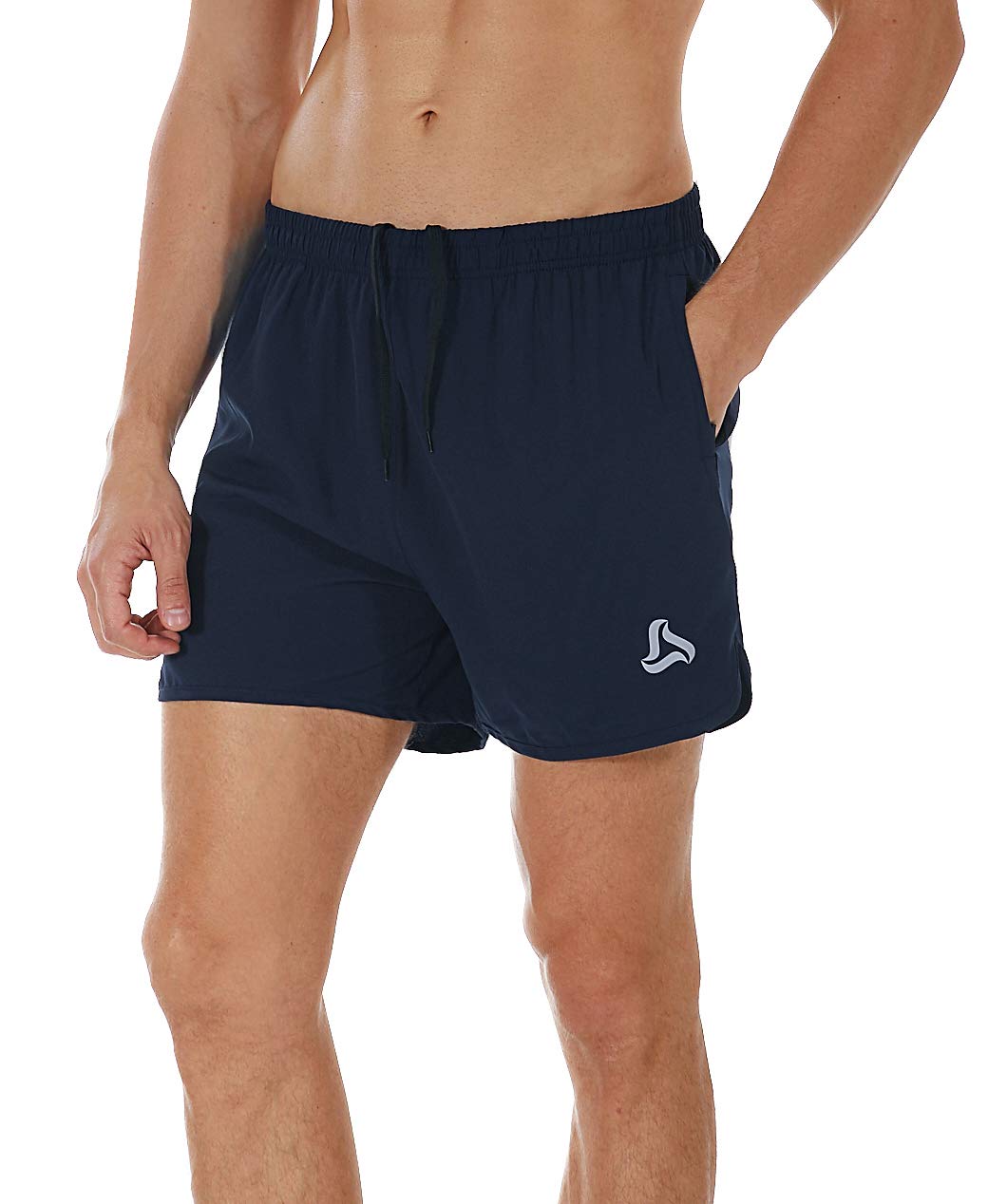 SILKWORLD Men's Running Stretch Quick Dry Shorts with Zipper Pockets(Pack of 2,3) (Dark Navy,Army Green,Light Grey(Pack of 3), X-Large)