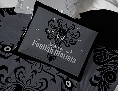 Jay Franco Disney Haunted Mansion Happy Haunts Damask 7 Piece Full Bed Set - Includes Reversible Comforter & Sheet Set - Super Soft Fade Resistant Microfiber - (Official Disney Product)