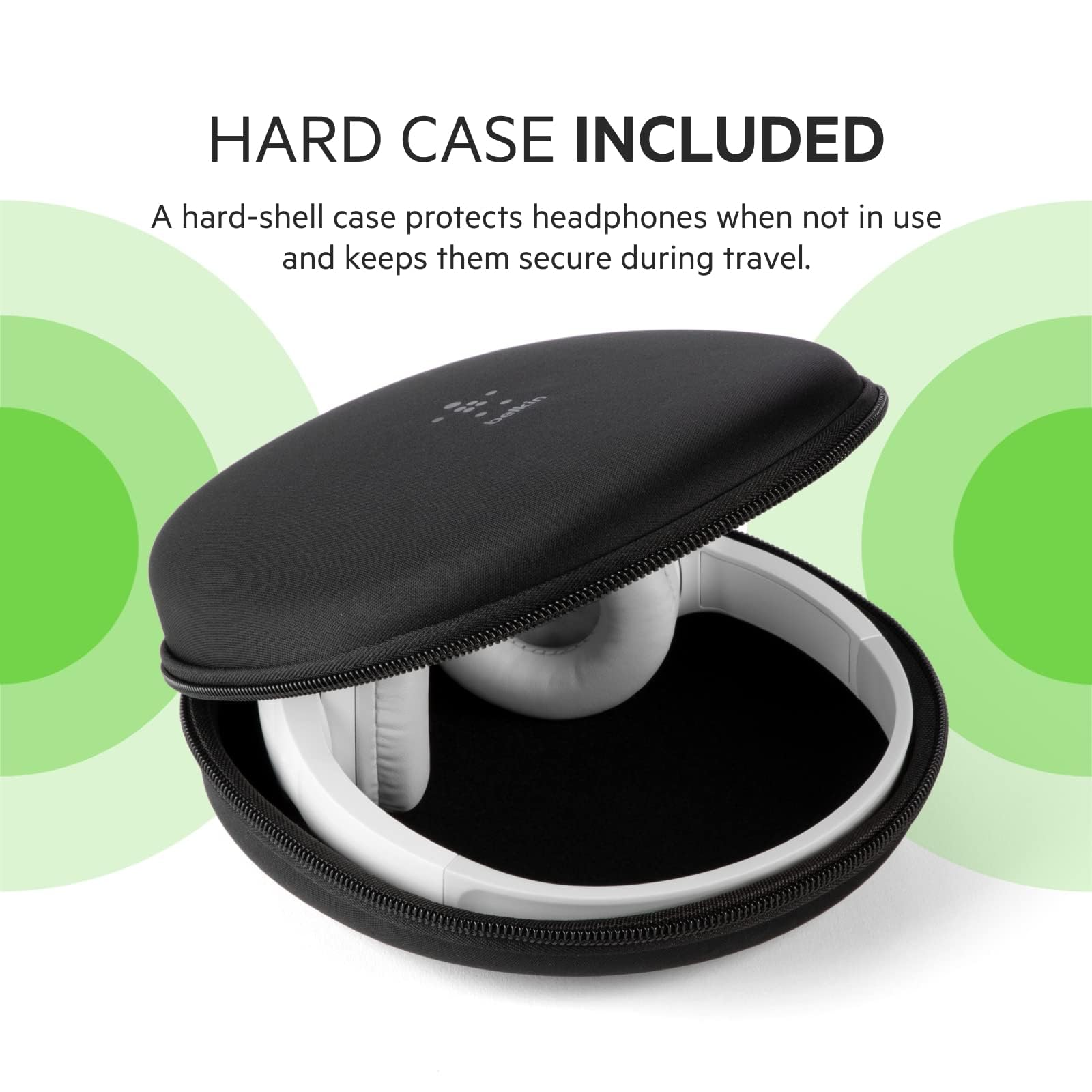 Belkin SoundForm Mini - Wireless Bluetooth Headphones for Kids with 30H Battery Life, 85dB Safe Volume Limit, Built-in Microphone - Kids On-Ear Earphones for iPhone, iPad, & More - White w/ Case