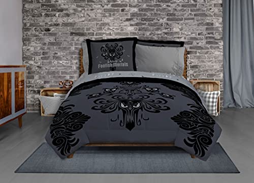 Jay Franco Disney Haunted Mansion Happy Haunts Damask 7 Piece Full Bed Set - Includes Reversible Comforter & Sheet Set - Super Soft Fade Resistant Microfiber - (Official Disney Product)