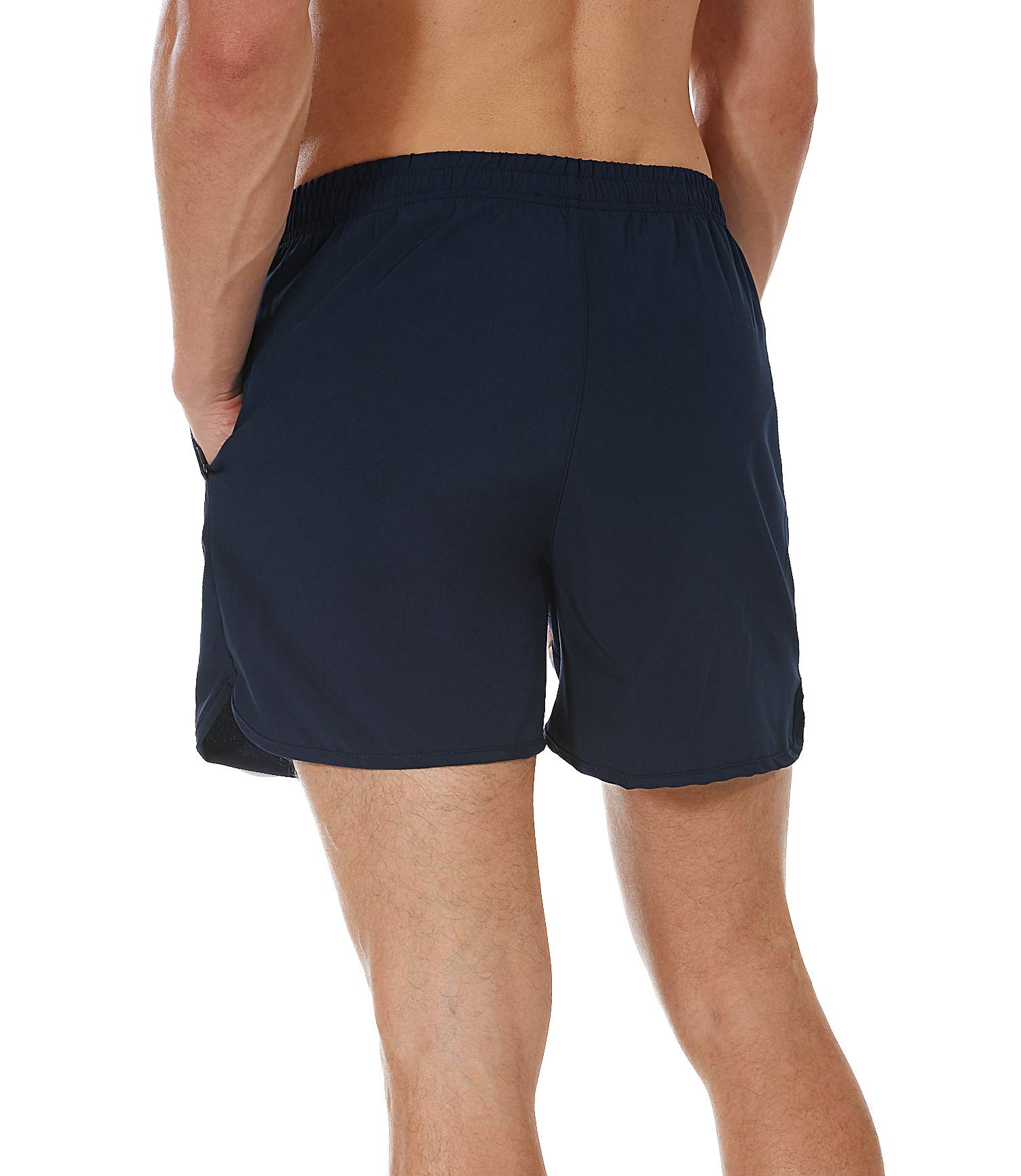 SILKWORLD Men's Running Stretch Quick Dry Shorts with Zipper Pockets(Pack of 2,3) (Dark Navy,Army Green,Light Grey(Pack of 3), X-Large)