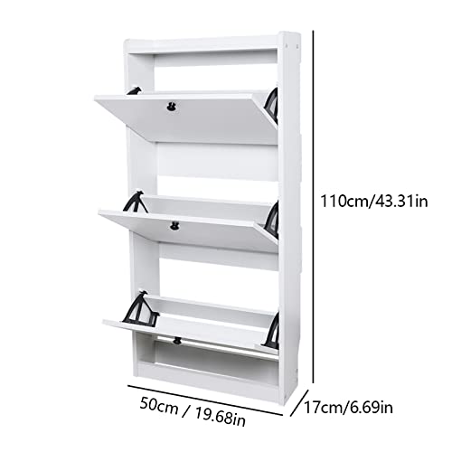 ACOSDIDES - Shoe Cabinet for Entryway, 3-Tier Modern Shoe Organizer Flip Down Shoe Rack Freestanding Shoe Rack for Entryway Hallway, Living Room, White