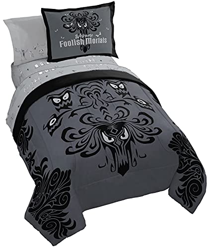 Jay Franco Disney Haunted Mansion Happy Haunts Damask 7 Piece Full Bed Set - Includes Reversible Comforter & Sheet Set - Super Soft Fade Resistant Microfiber - (Official Disney Product)