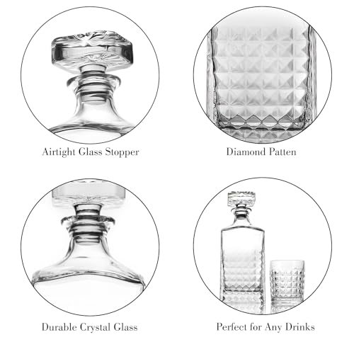 LIGHTEN LIFE Whiskey Decanter,34 oz Liquor Decanter with Stopper in Gift Box,Premium Bourbon Decanter,Crystal Scotch Decanter for Whiskey,Bourbon,Scotch…