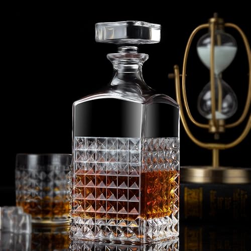 LIGHTEN LIFE Whiskey Decanter,34 oz Liquor Decanter with Stopper in Gift Box,Premium Bourbon Decanter,Crystal Scotch Decanter for Whiskey,Bourbon,Scotch…