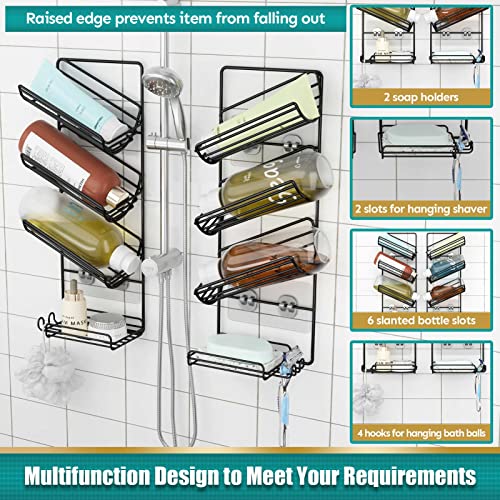 FANGSUN Shower Shampoo Bottle Holder, 2 Pack Slanted Shower Caddy Bathroom Organizer for Wall, Adhesive Shower Shelves for Inside Shower, No Drilling and Rustproof, Bathroom Shower Storage Rack, Black