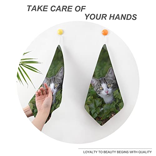 Lurnise Hand Towel Cat Leaves Hand Towels Dish Towel Lanyard Design for Bathroom Kitchen Sports