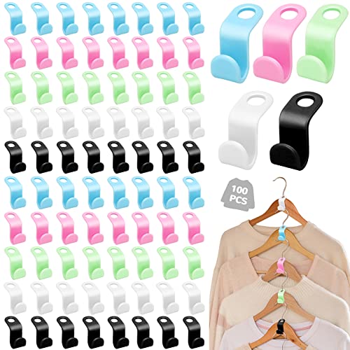100Ā PcsĀ ClothesĀ HangerĀ ConnectorĀ HooksĀ PlasticĀ HangerĀ HooksĀ forĀ Clothes,Ā Hanger Hooks Space Saver for Plastic Hangers