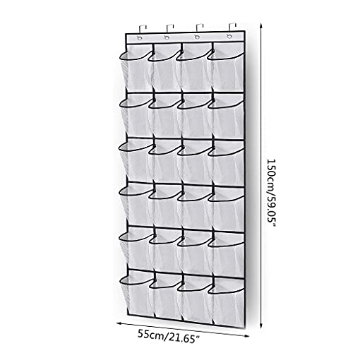 CHBC 24 Large Mesh Pockets Over The Door Shoe Rack, Hanging Shoe Organizer for Closet Hanging Shoe Rack Holder Hanger, White