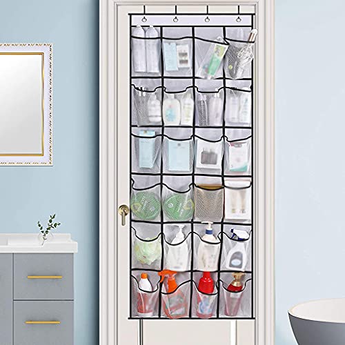 CHBC 24 Large Mesh Pockets Over The Door Shoe Rack, Hanging Shoe Organizer for Closet Hanging Shoe Rack Holder Hanger, White