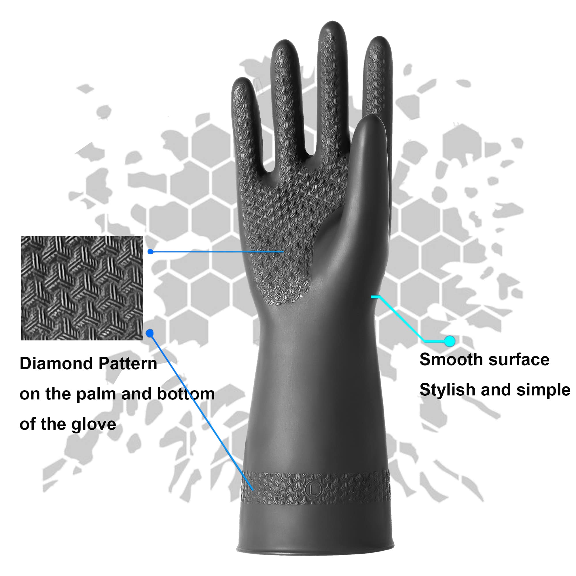 ROYAKI Chemical Resistant Gloves,Waterproof Cleaning Protective Safety Work Heavy Duty Gloves,12", 1 Pair Size Small