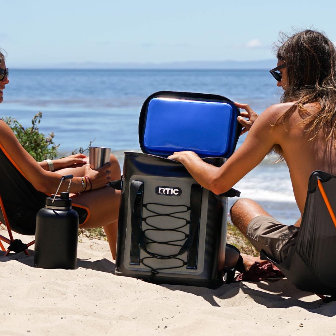 RTIC Backpack Cooler 36 Can, Insulated Portable Soft Cooler Bag Waterproof for Ice, Lunch, Beach, Drink, Beverage, Travel, Camping, Picnic, Car, Hiking, Black