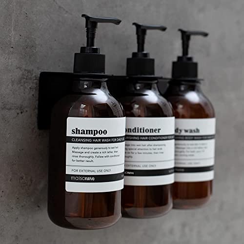 MaisoNovo Shampoo Dispenser for Shower Wall 3 Chamber, Soap Holder for Shower Wall, Self-Adhesive Wall Mount Toothbrush Holder, (3 Bottles, 2 Razor Holders, 1 soap Holder)