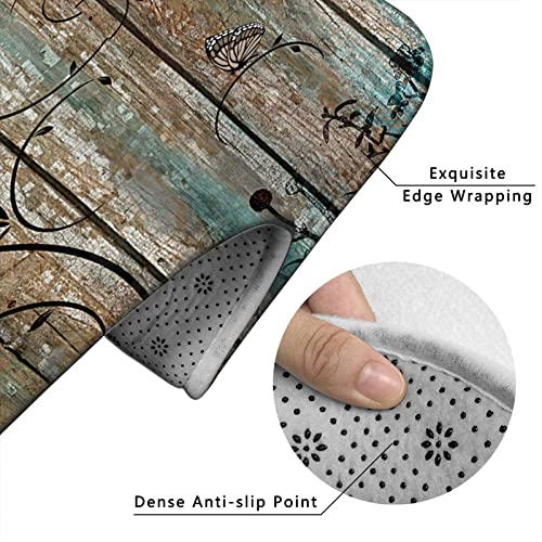 4 PCS Rustic Flower Shower Curtain Set with Non-Slip Rug,Toilet Lid Cover,U Shape Mat,Farmhouse Waterproof Fabric Shower?Curtains with 12 Hooks and Rug Mat Set for Bathroom,71''L