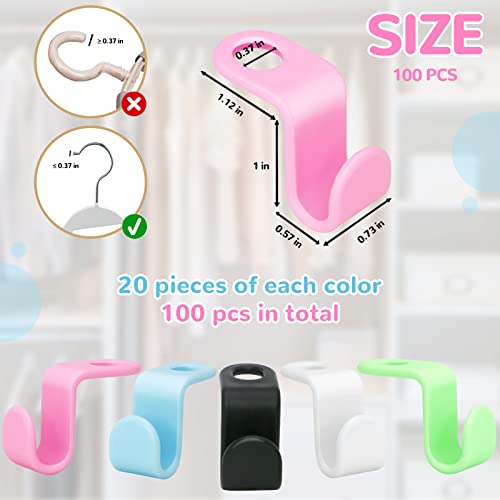 100 Pcs Clothes Hanger Connector Hooks Plastic Hanger Hooks for Clothes, Hanger Hooks Space Saver for Plastic Hangers