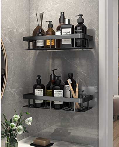 ESFOTO Shower Caddy Shelf Adhesive Bathroom Organizer Wall Mounted 2 Pack Shower Shelves No Drilling Shower Storage Rack Rustproof for Bathroom Kitchen Toilet