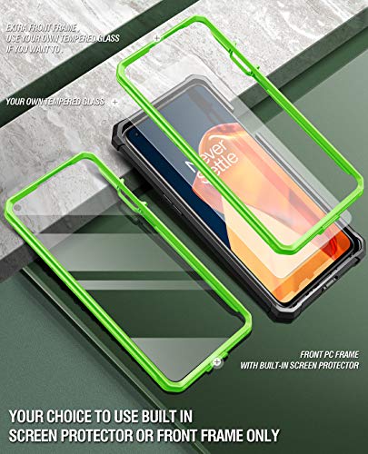 Poetic Guardian Series Case Designed for Oneplus 9 5G, Full-Body Hybrid Shockproof Bumper Cover with Built-in-Screen Protector, Green/Clear