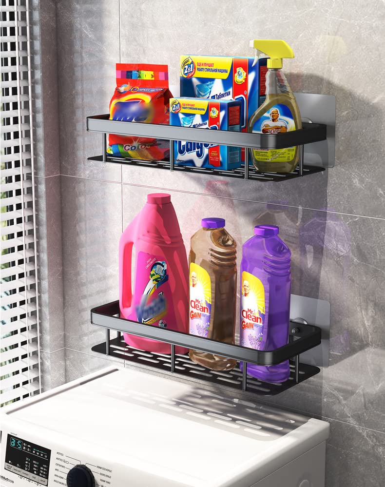 ESFOTO Shower Caddy Shelf Adhesive Bathroom Organizer Wall Mounted 2 Pack Shower Shelves No Drilling Shower Storage Rack Rustproof for Bathroom Kitchen Toilet
