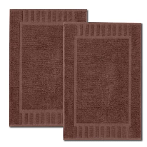 White Classic Luxury Bath Sheet | 2 Pack Luxury Bath Mat | 2 Pack Bundle (Brown)