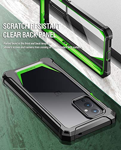 Poetic Guardian Series Case Designed for Oneplus 9 5G, Full-Body Hybrid Shockproof Bumper Cover with Built-in-Screen Protector, Green/Clear