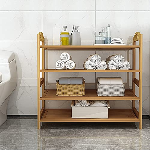 W.CABIN 4 Tier Bamboo Shoe Rack,Shoe Organizer Free Standing Entryway Shoe Tower Shelf,Multi-function Storage Organizer Boots Storage Shelf Home Furniture Modern,Bamboo