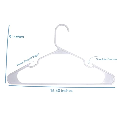 SEDLAV White Hangers Set with Built-in Shoulder Grooves β Reinforced Plastic Edges for Stability and Support, Slim Design, Plastic Smooth Edges for Hanging Thin Strap Shirts, t-Shirts, Blouses