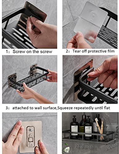 ESFOTO Shower Caddy Shelf Adhesive Bathroom Organizer Wall Mounted 2 Pack Shower Shelves No Drilling Shower Storage Rack Rustproof for Bathroom Kitchen Toilet