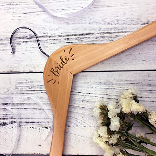 Thefirstcabin Wedding Hangers for Bride, Bridal Wedding Gift, Rustic Wood Dress Hangers (Bride)