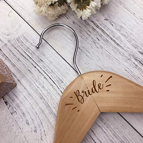 Thefirstcabin Wedding Hangers for Bride, Bridal Wedding Gift, Rustic Wood Dress Hangers (Bride)