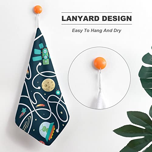 Lurnise Hand Towel Planet Hand Towels Dish Towel Lanyard Design for Bathroom Kitchen Sports