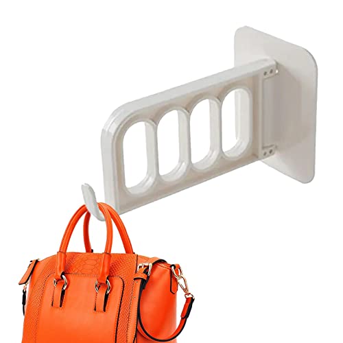 Dous Folding Wall Mounted Clothes Hanger, No Hole Punching No Trace Installation Wall Coat Rack, 4 Holes Wall Multi-Functional Hanger for Balcony Clothes, Keys, Bathroom, Wardrobe Storage