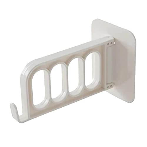 Dous Folding Wall Mounted Clothes Hanger, No Hole Punching No Trace Installation Wall Coat Rack, 4 Holes Wall Multi-Functional Hanger for Balcony Clothes, Keys, Bathroom, Wardrobe Storage