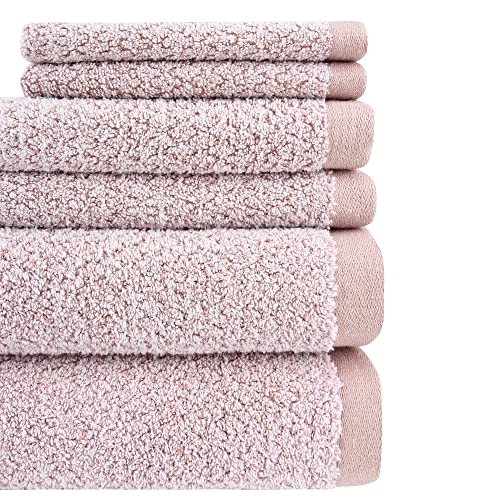 Everplush Diamond Jacquard Bath Sheet 6 PC Set Rose -2 Bath Sheet, 2 Hand Towel, 2 Wash Cloth