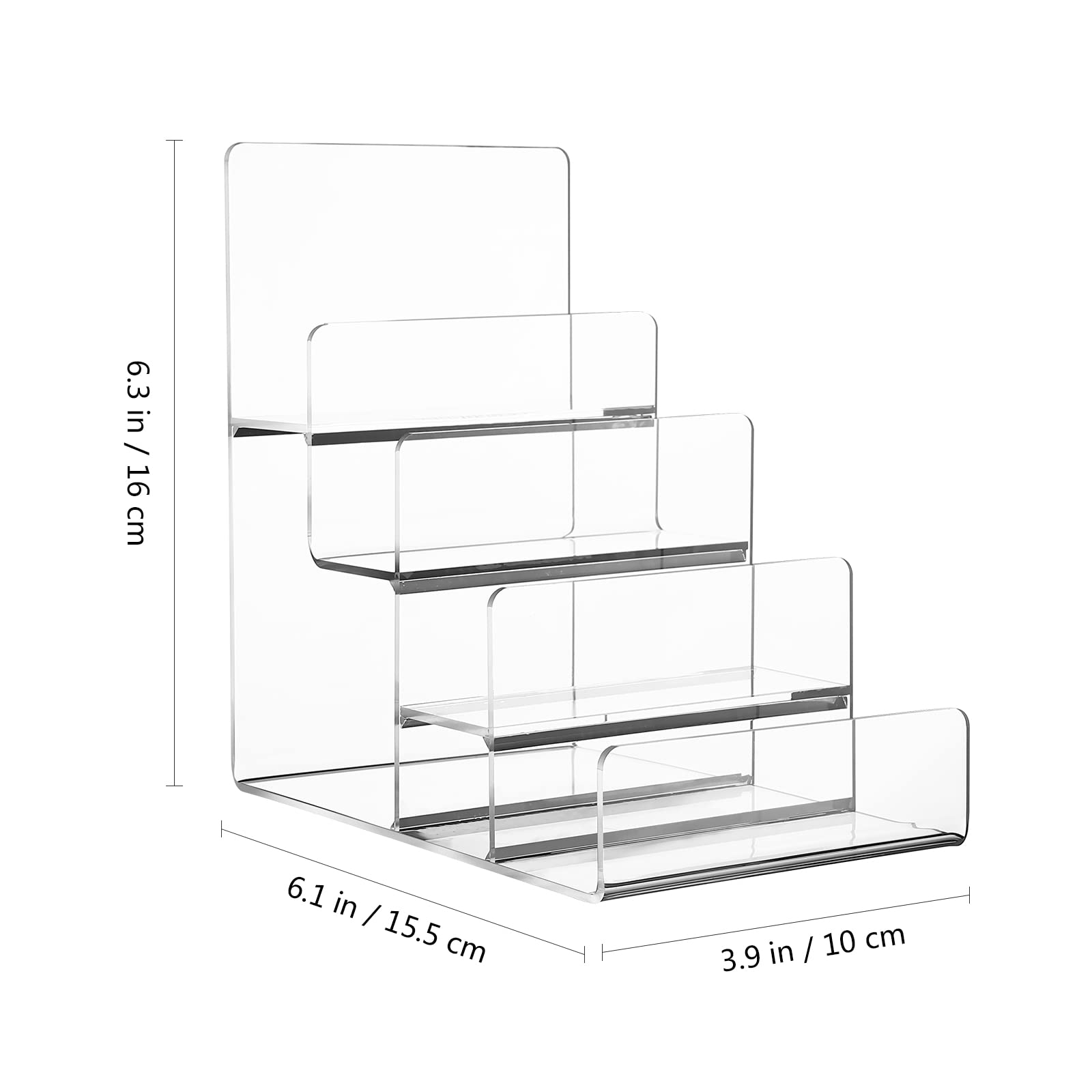 Cabilock Display Risers Acrylic Wallet Holder Stand Handbag Purse Display Shelf Jewelry Cosmetic Racks Organizer (4 Tier)