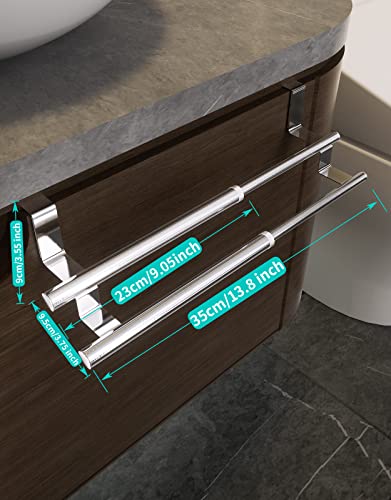 HapiRm Kitchen Towel Holder, Expandable Double Over The Cabinet Towel Holder, Stainless Steel Towel Hanger for Universal Fit on Inside or Outside of Cupboard Doors, Silver(for 0.8in Cabinet Doors)