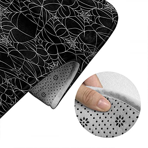 WONDERTIFY Spider Web Bathroom Antiskid Pad Halloween Gothic Scary Netting 3 Pieces Bathroom Rugs Set, Bath Mat+Contour+Toilet Lid Cover Black Grey