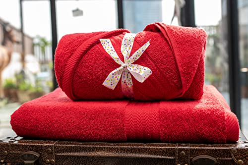 AKTI Premium Cotton Bath Sheets Towels for Adults, 35x70 Inches, Pack of 2, Super Soft, Extra Absorbent, Hotel & Spa Quality Bath Towels Extra Large, 580 GSM - Red Towels for Bathroom