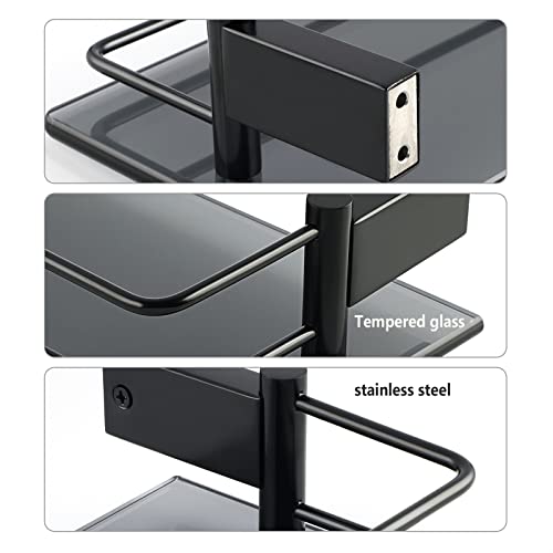 PEVSCO Shower Soap Holder Wall Mounted Lavatory Glass Bathroom Shelf 1 Tier Tempered Glass Bathroom Shelf Shower Shelves Rectangular Shower Storage Bathroom Organizers (Color : Brushed Nickel 50cm)