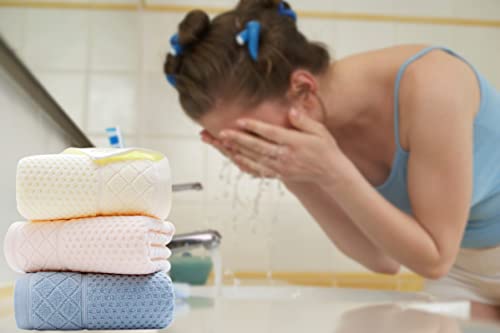 ANEWAY Hand Towels for Bathroom 100% Cotton Soft Absorbent Hand Towel Set, 13 x 29 Inches (Cerulean Blue, 4 Pack)