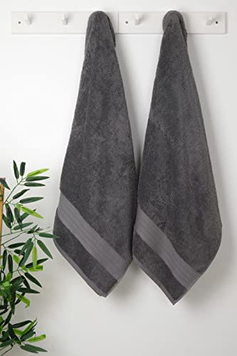 Decomfy Luxury Bath Sheet Towels 35 x 70 Inch, 2 Pack Soft Bathroom Towel Set, Highly Absorbent 100% Cotton Large for Hotel Spa Collection (Dark Grey)