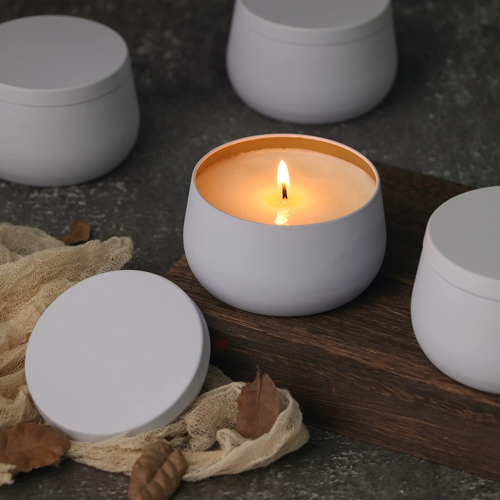 NEXBEXES 8oz Candle tins with lids,White Candle Jars,Bulk Candle tins for Making Candles,Candle Making Jars(24PACK, White)