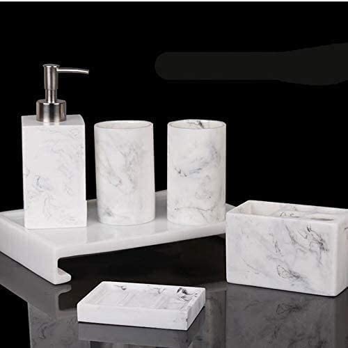 DVTEL Bathroom Supplies Kit Bathroom Set Rinse Set Resin Mouthwash Cup Toothbrush Holder Set (Color : White, Size : 6-Piece Set)