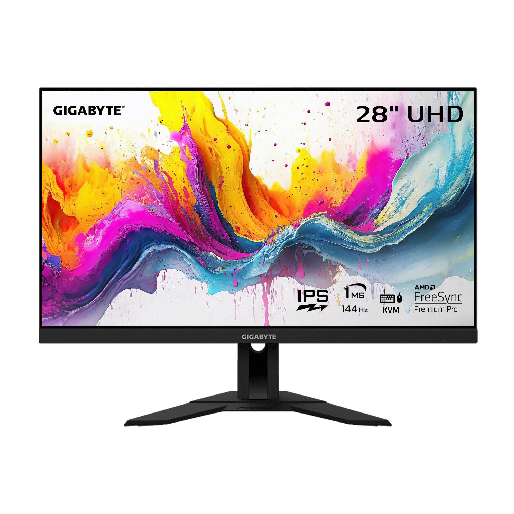 GIGABYTE M28U 28" 144Hz Gaming Monitor, 3840 x 2160 SS IPS Display, 1ms (GTG) Response Time, 94% DCI-P3, VESA Display HDR400, FreeSync Premium Pro, 1x Display Port 1.4, 2x HDMI 2.1 (M28U-SA)