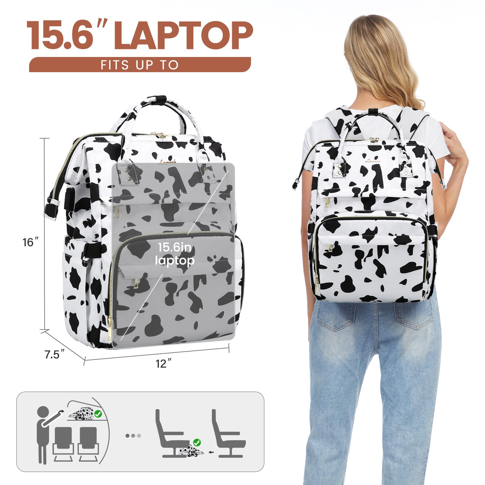 LOVEVOOK Laptop Backpack for Women Teacher Backpack Nurse Bag,Work Bag Backpack Purse Bag Anti-Theft Travel Backpack with USB Charging Port,15.6 Inch Backpack for College Business Casual