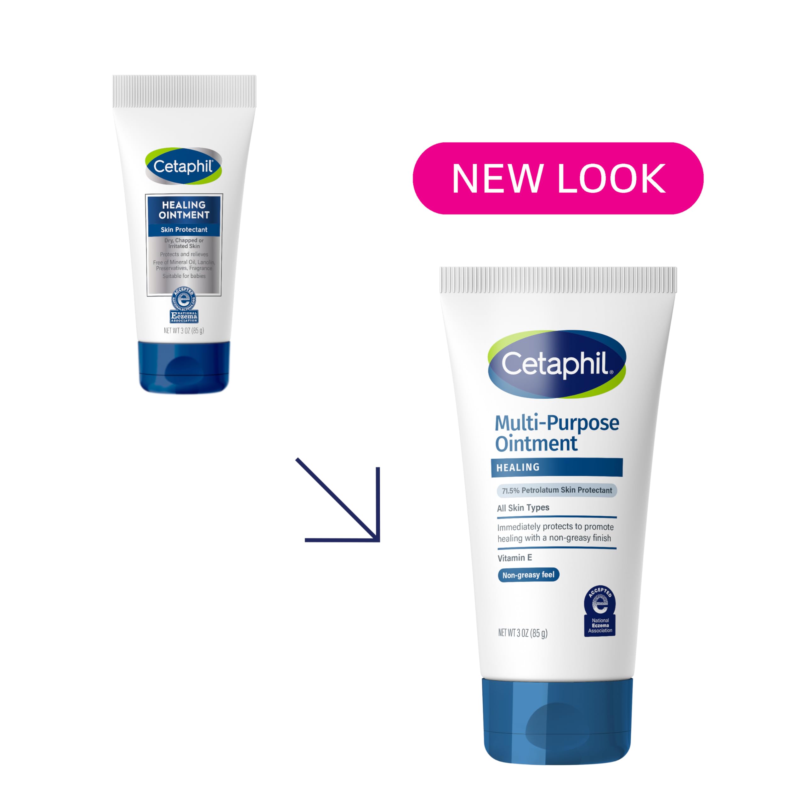 CETAPHIL Healing Ointment, 3 oz, For Dry, Chapped, Irritated Skin, Heals and Protects, Soothes Cracked Hands and Chapped Lips, Hypoallergenic, Fragrance Free
