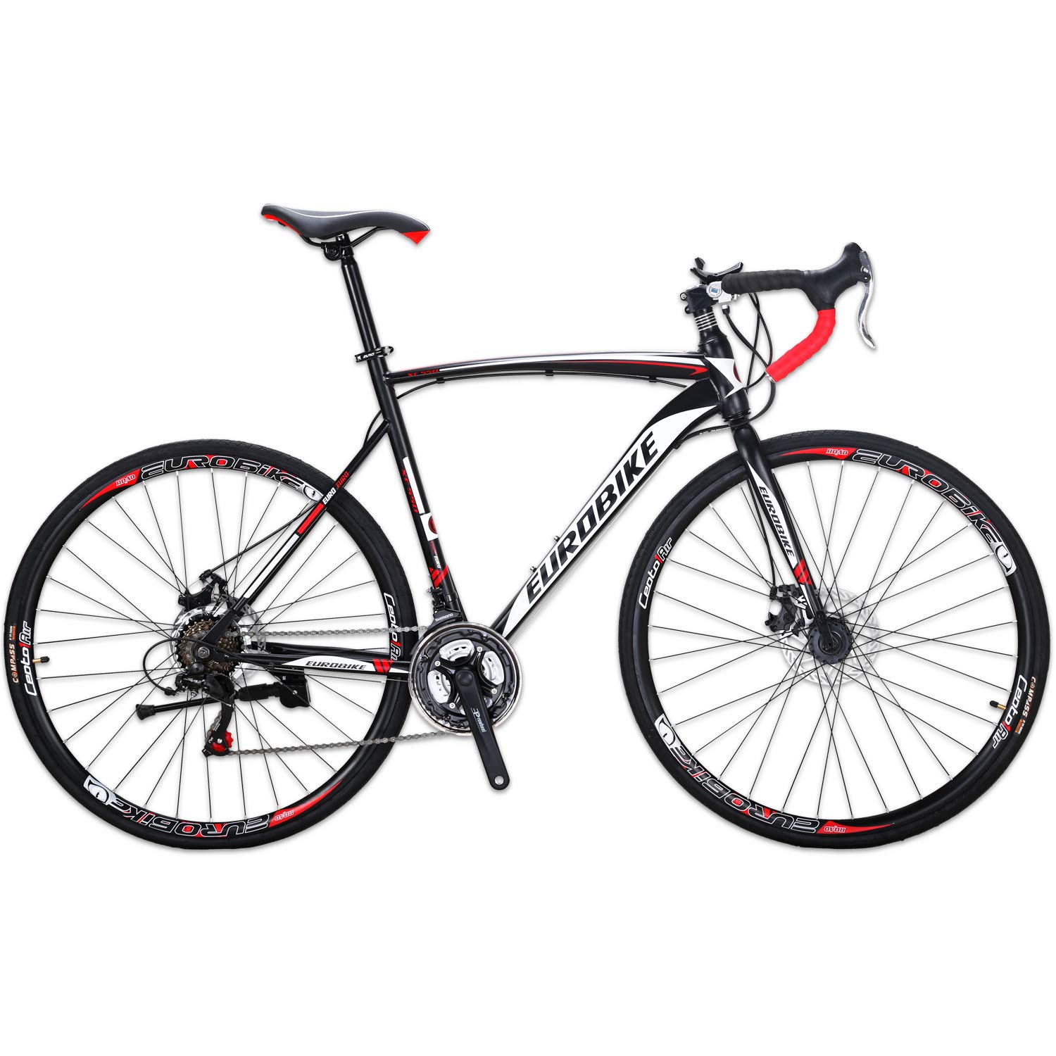 EUROBIKE YH-XC550 Road Bike for Men 54cm Frame Bicycle 700C Wheels Aluminium Rims 21 Speed Dual Disc Brake Commuter Bikes (30mm Rims)