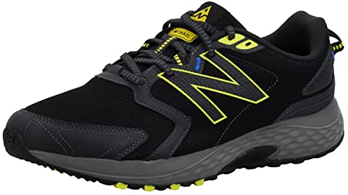 New Balance Men's 410 V7 Running Shoe, Black/Sulphur Yellow, 10